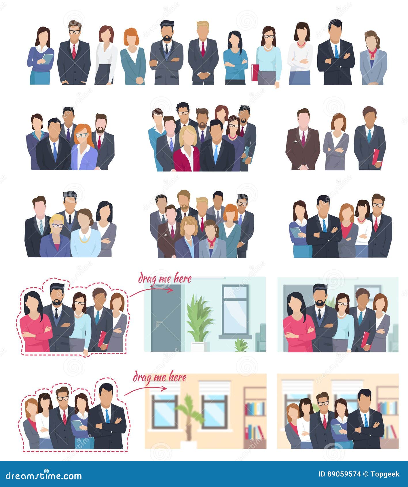 Office Employees Big Illustrations Collection Stock Vector ...