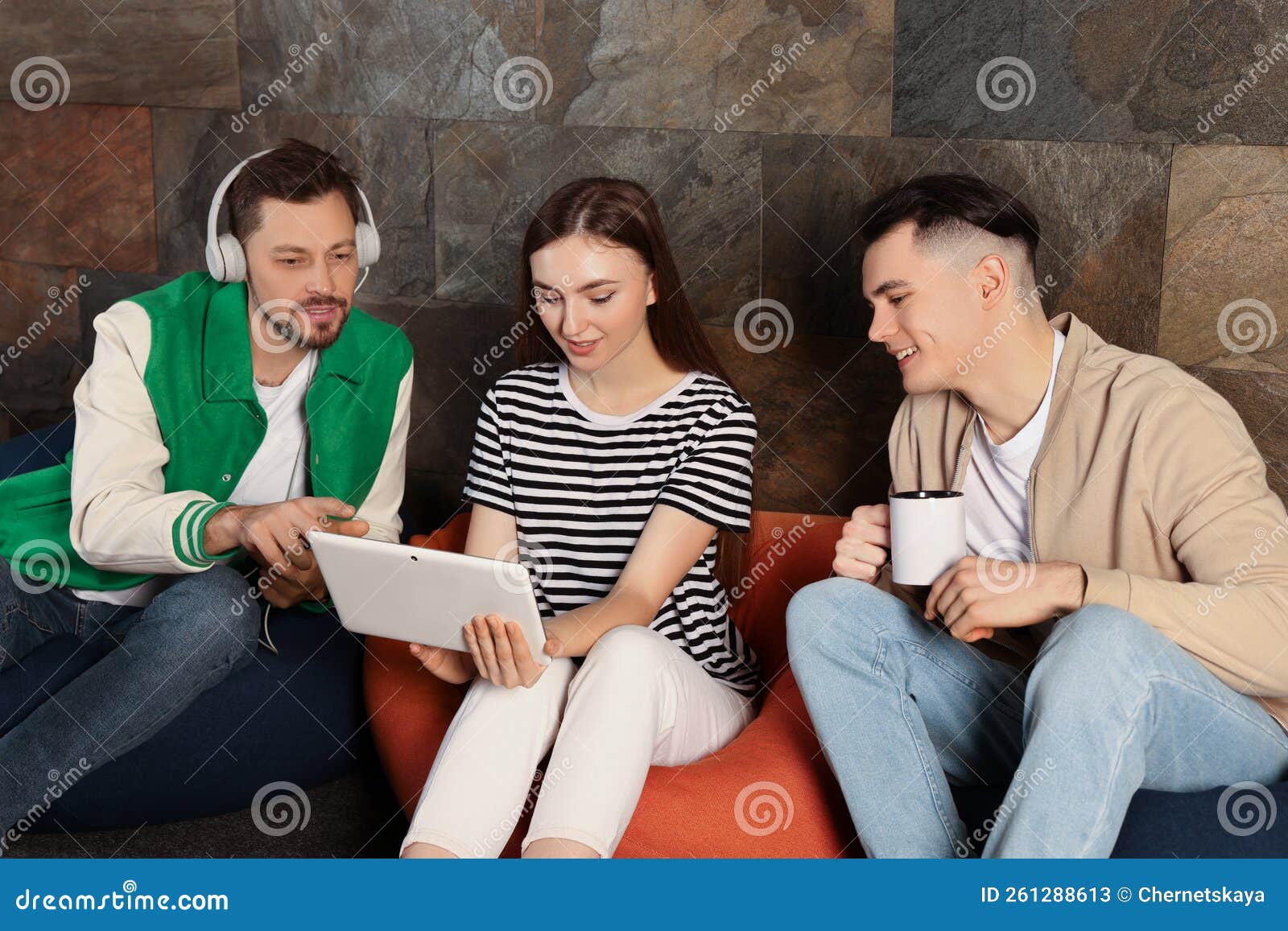Office Employees Enjoying Break Together in Recreation Room at Work ...