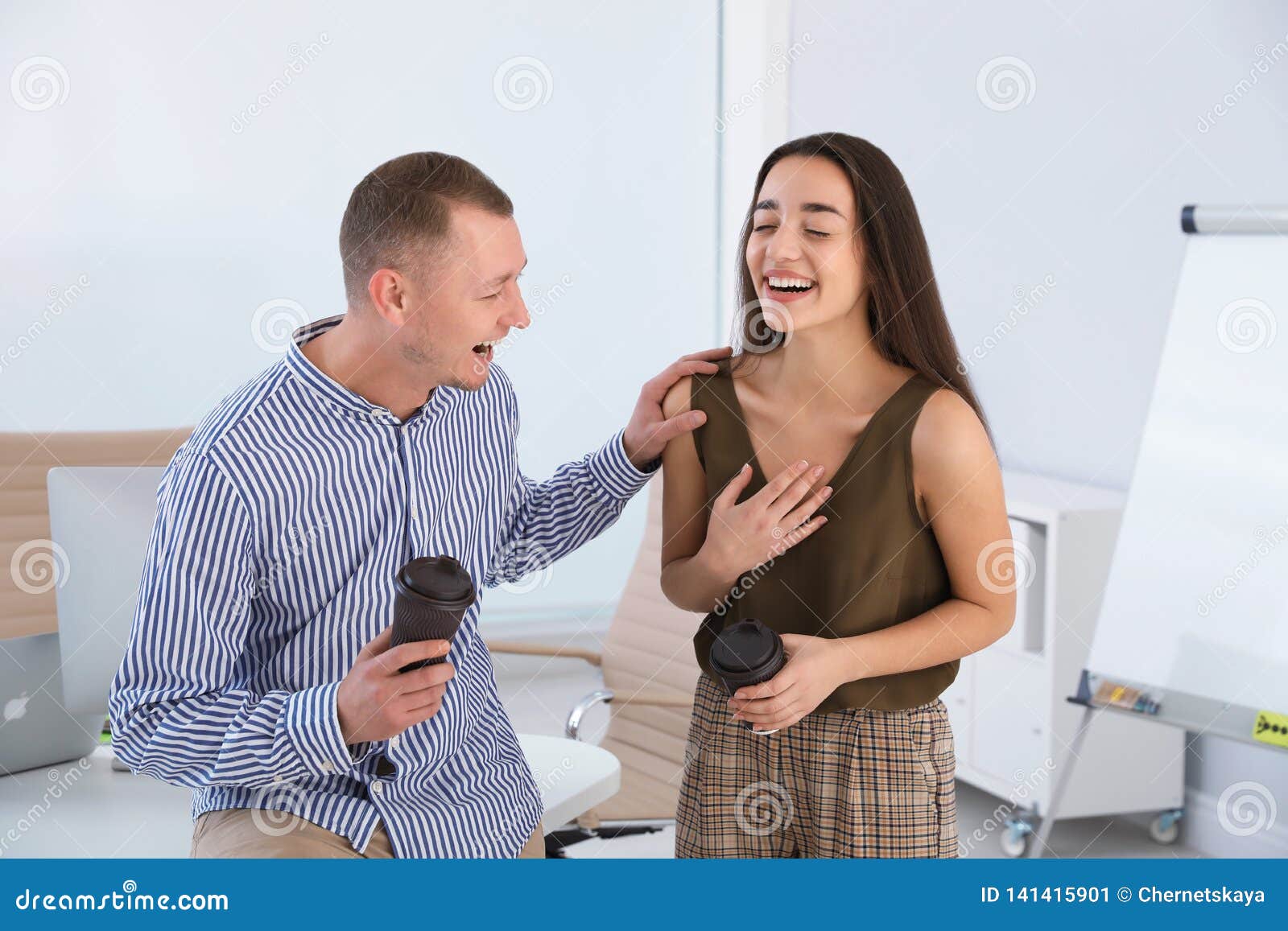 Office Employees Laughing Together Stock Image - Image of cheerful ...