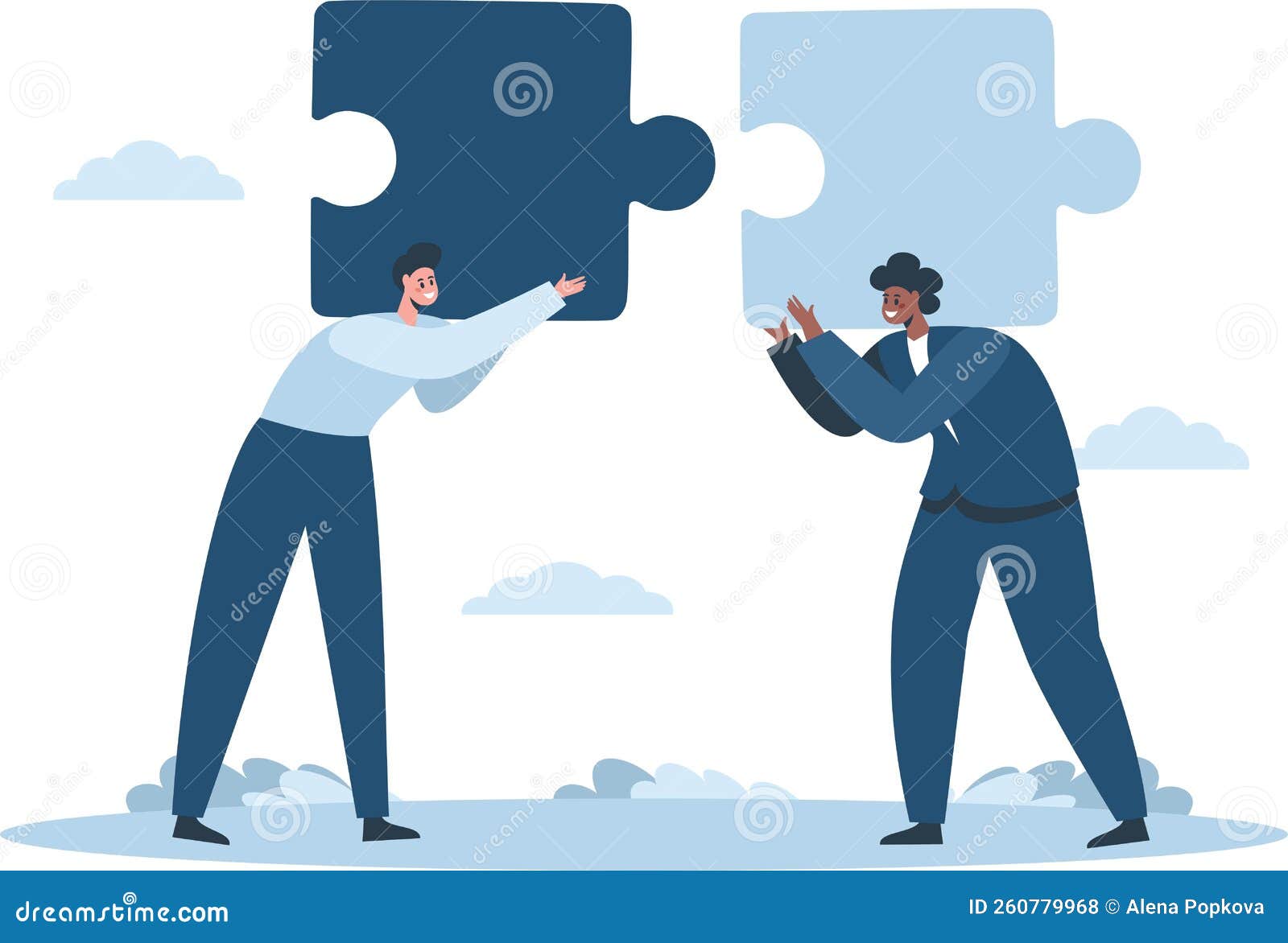 Office Employees Putting a Puzzle Together. Solving a Common Problem ...