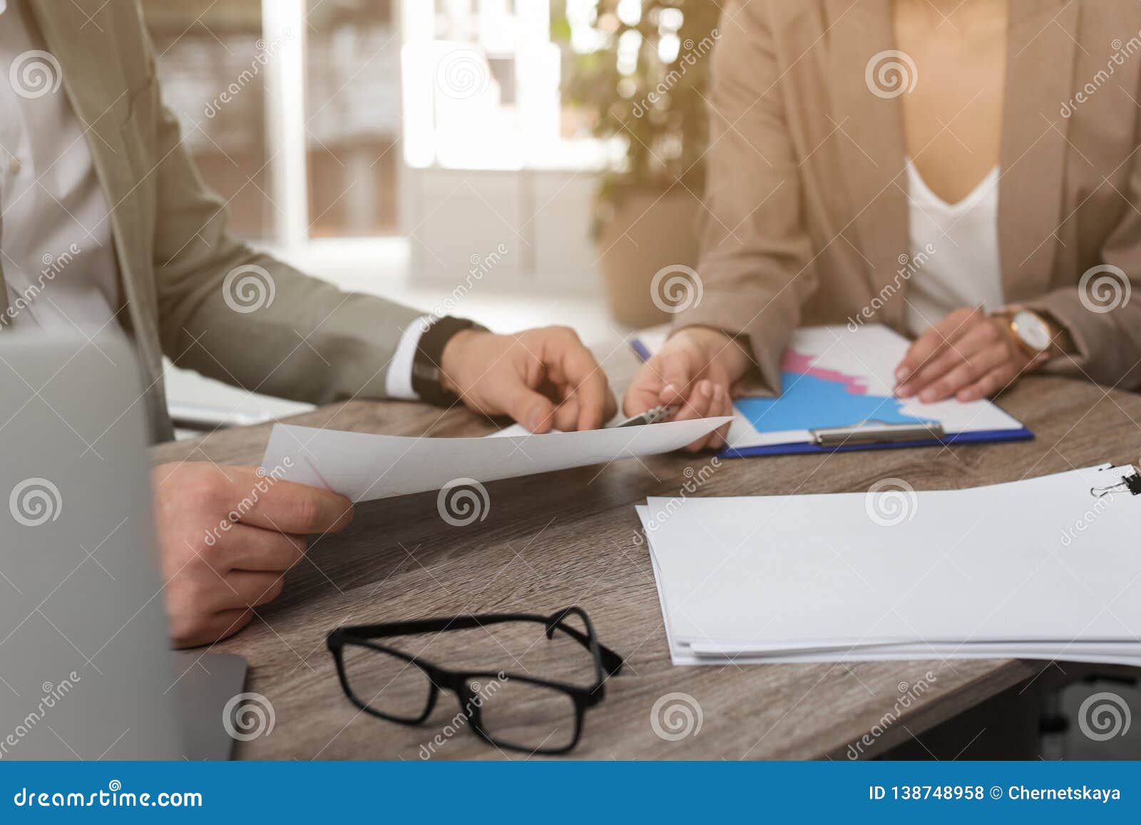 Office Employees Working with Documents at Table Stock Photo - Image of ...