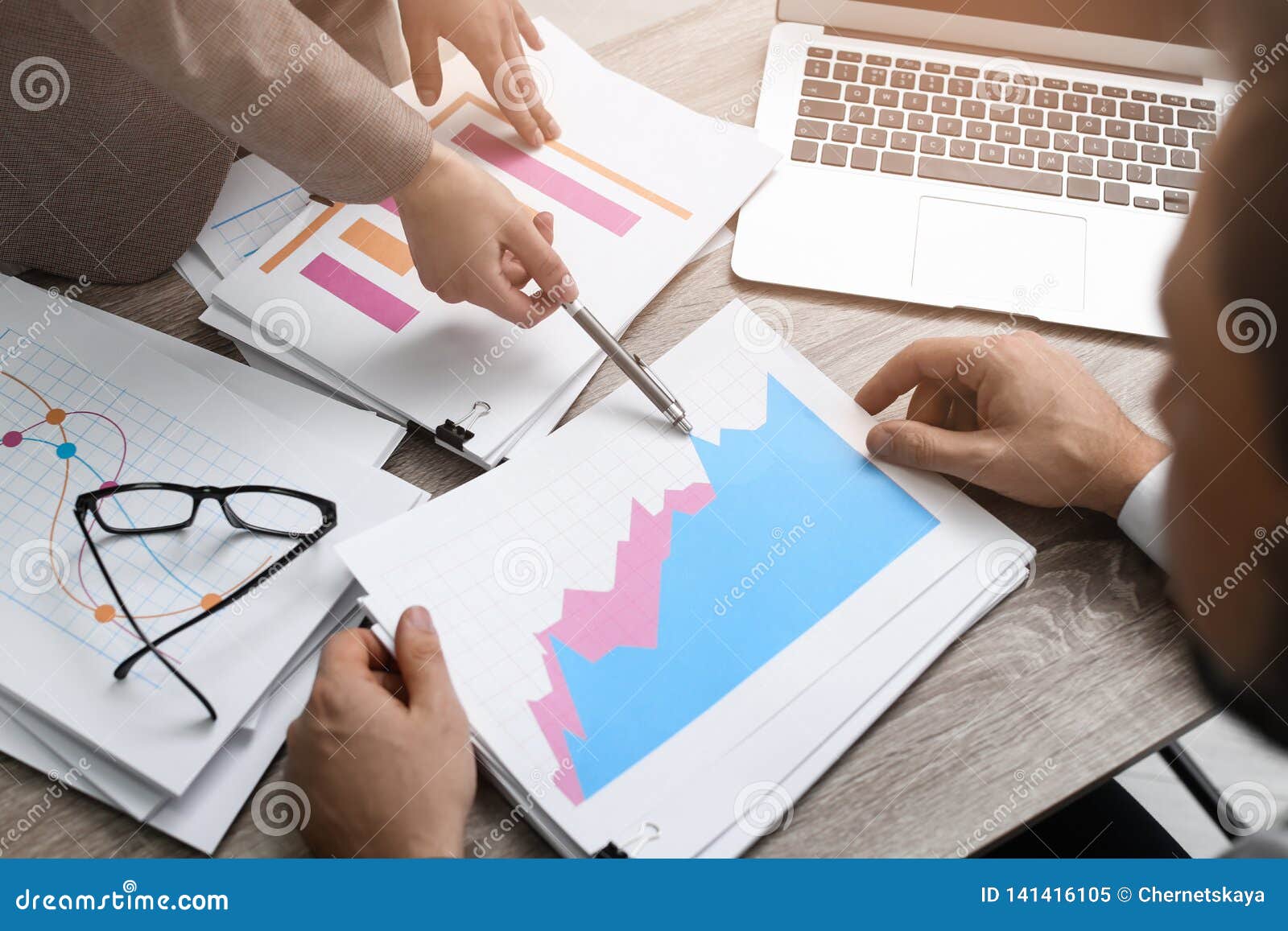 Office Employees Working with Documents at Table Stock Image - Image of ...