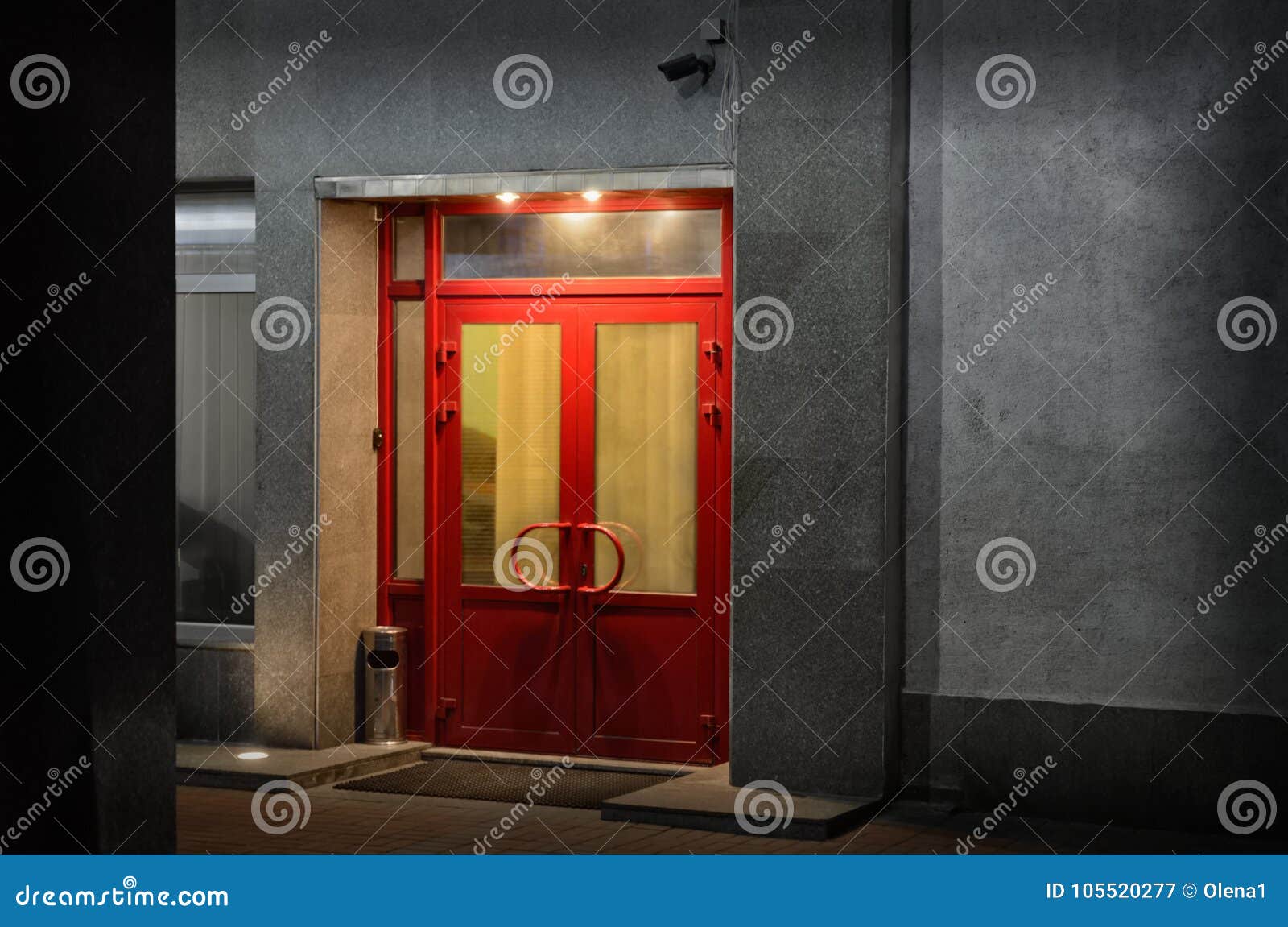Office Entrance with Security System Stock Image - Image of night ...