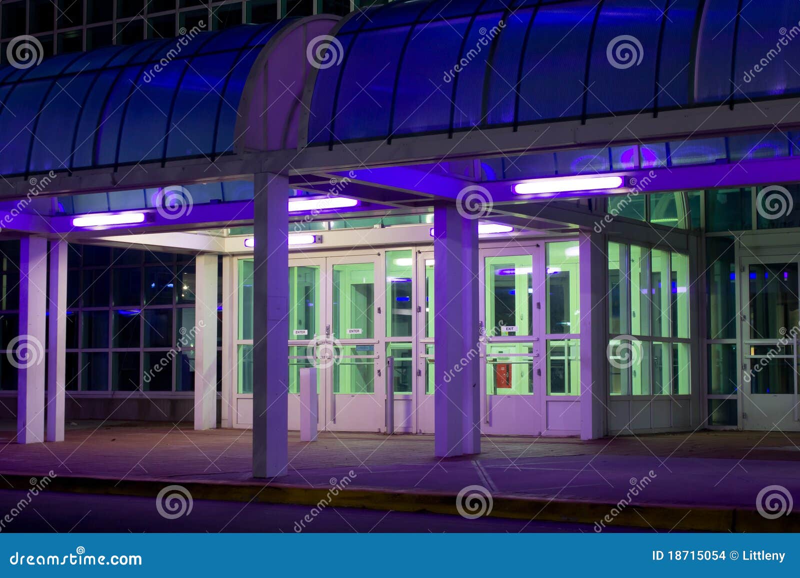 Office Entrance at Night stock photo. Image of light - 18715054