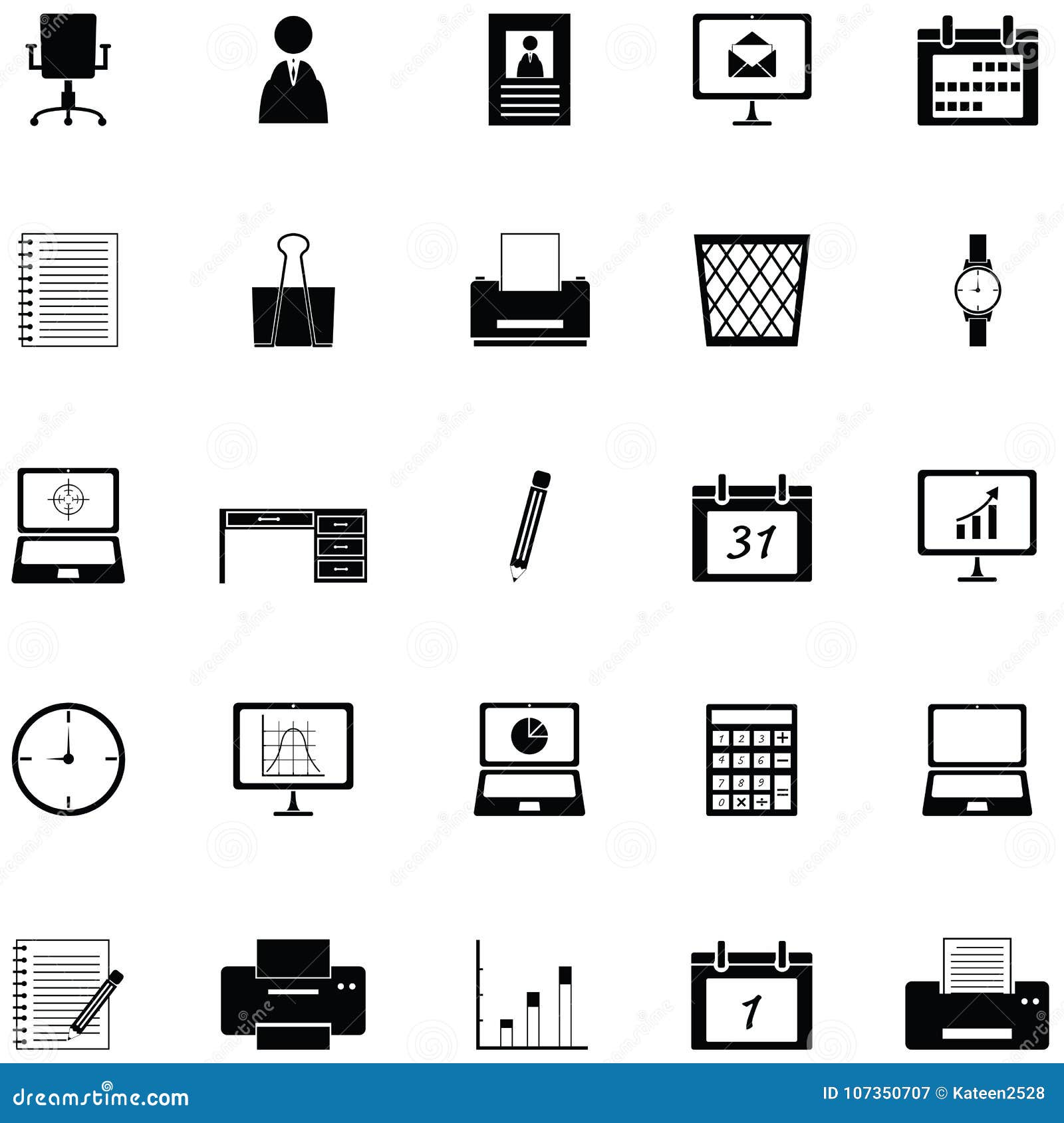 Office equipment icon set stock vector. Illustration of equipment ...