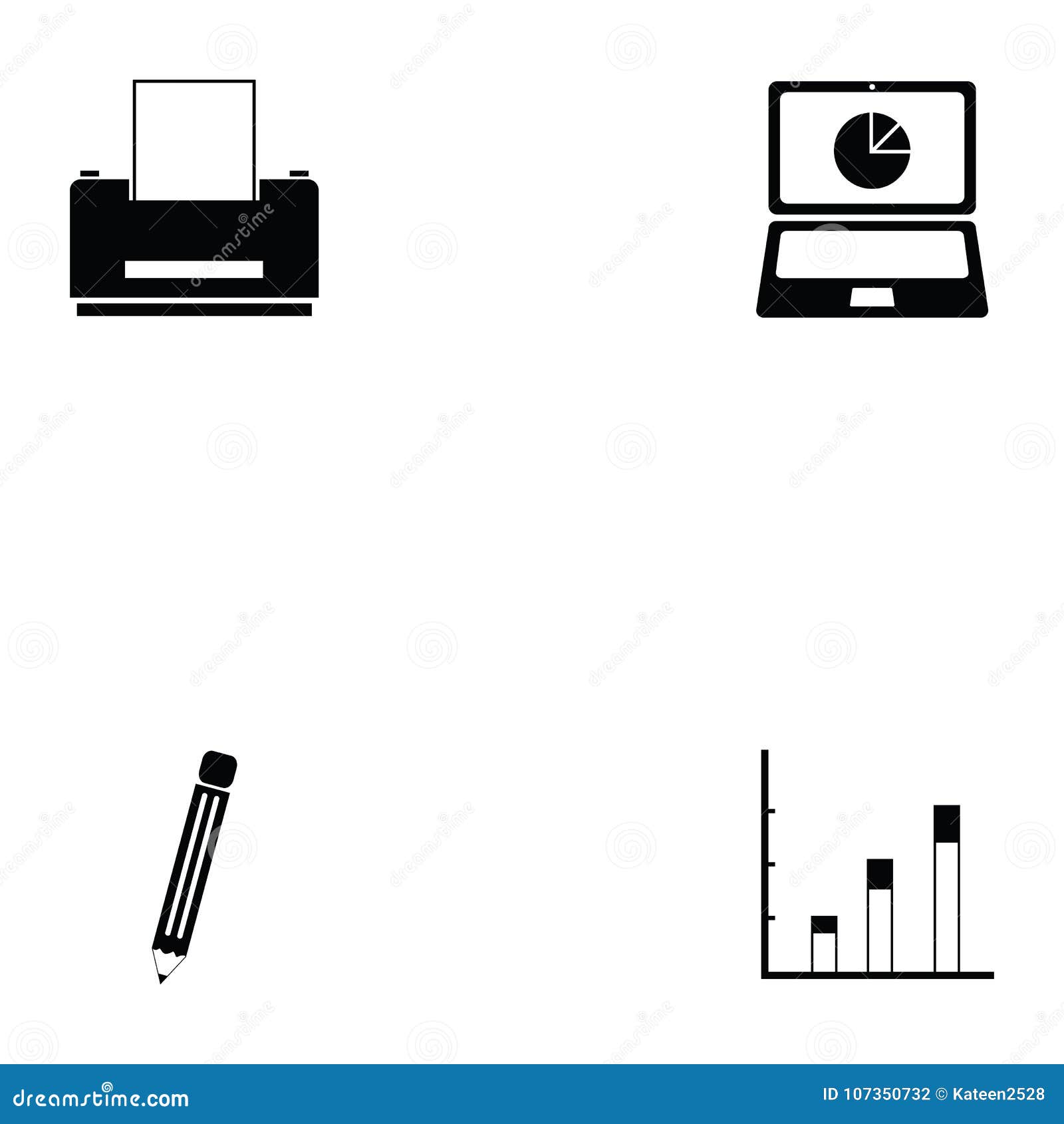 Office equipment icon set stock vector. Illustration of printer - 107350732
