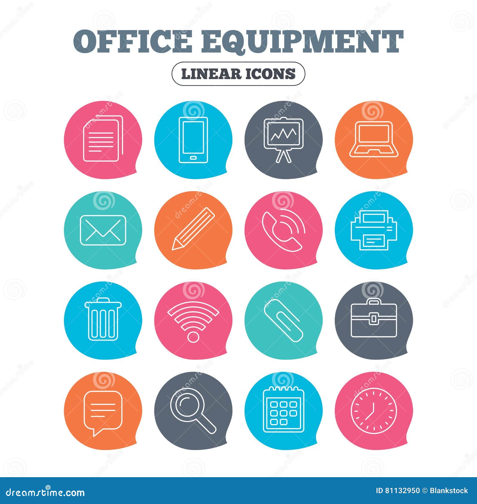 Office Equipment Icons. Computer and Printer. Stock Vector ...