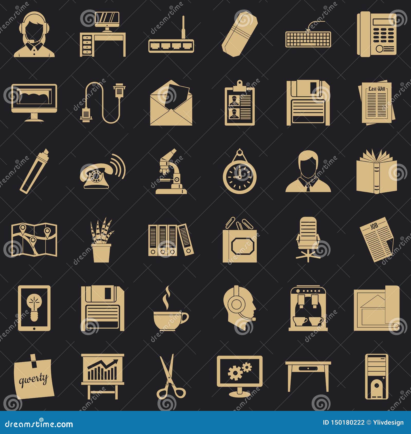 Office Equipment Icons Set, Simple Style Stock Vector - Illustration of ...
