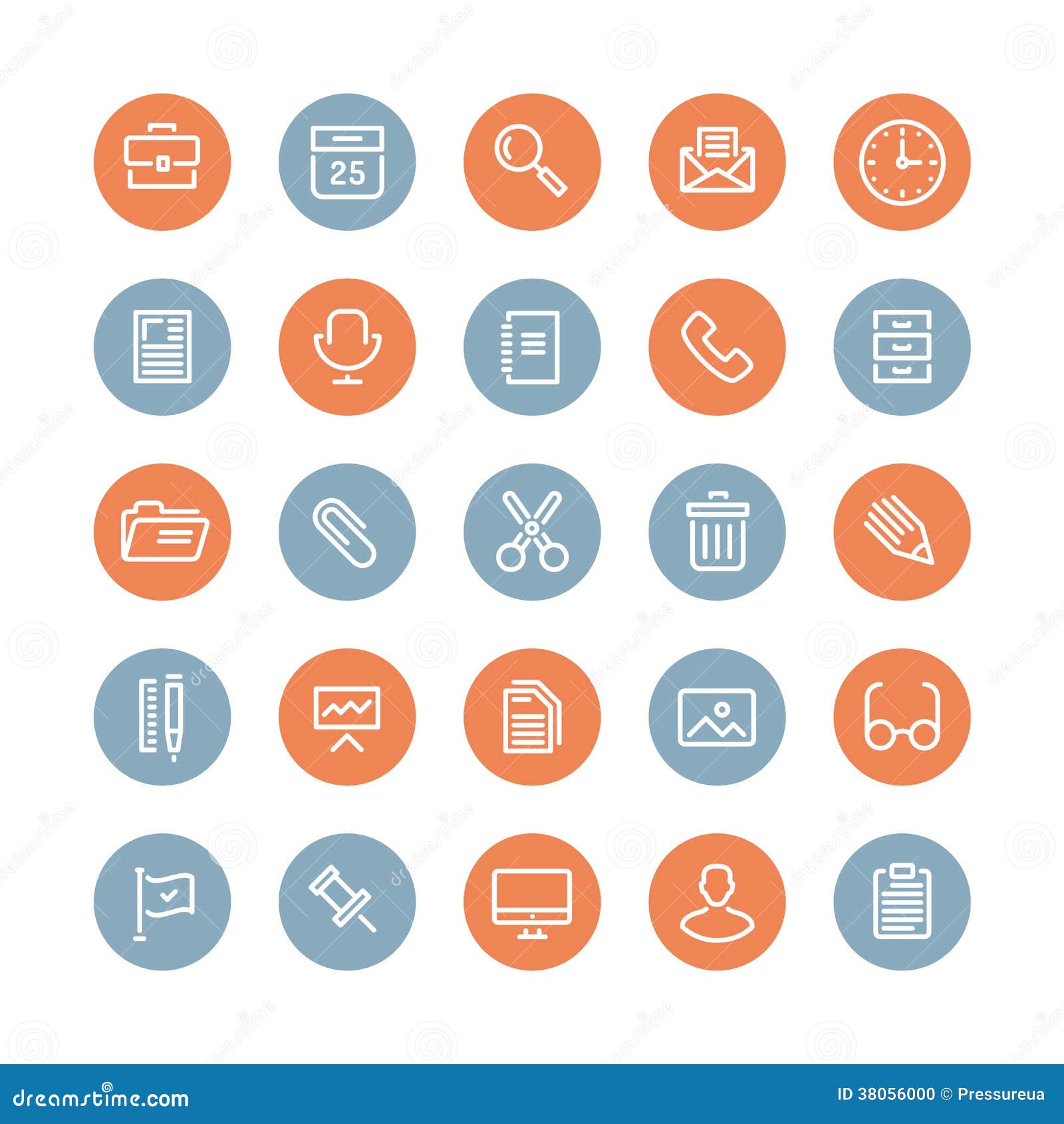 Office Equipment and Objects Flat Icons Stock Vector - Illustration of ...