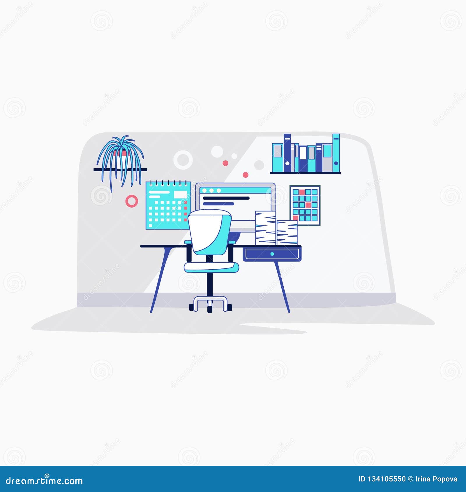 Office Equipment Vector. Flat Technology Workspace Concept Vector Stock ...