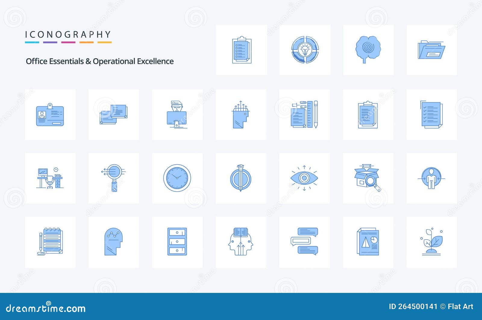 25 Office Essentials and Operational Exellence Blue Icon Pack. Vector ...