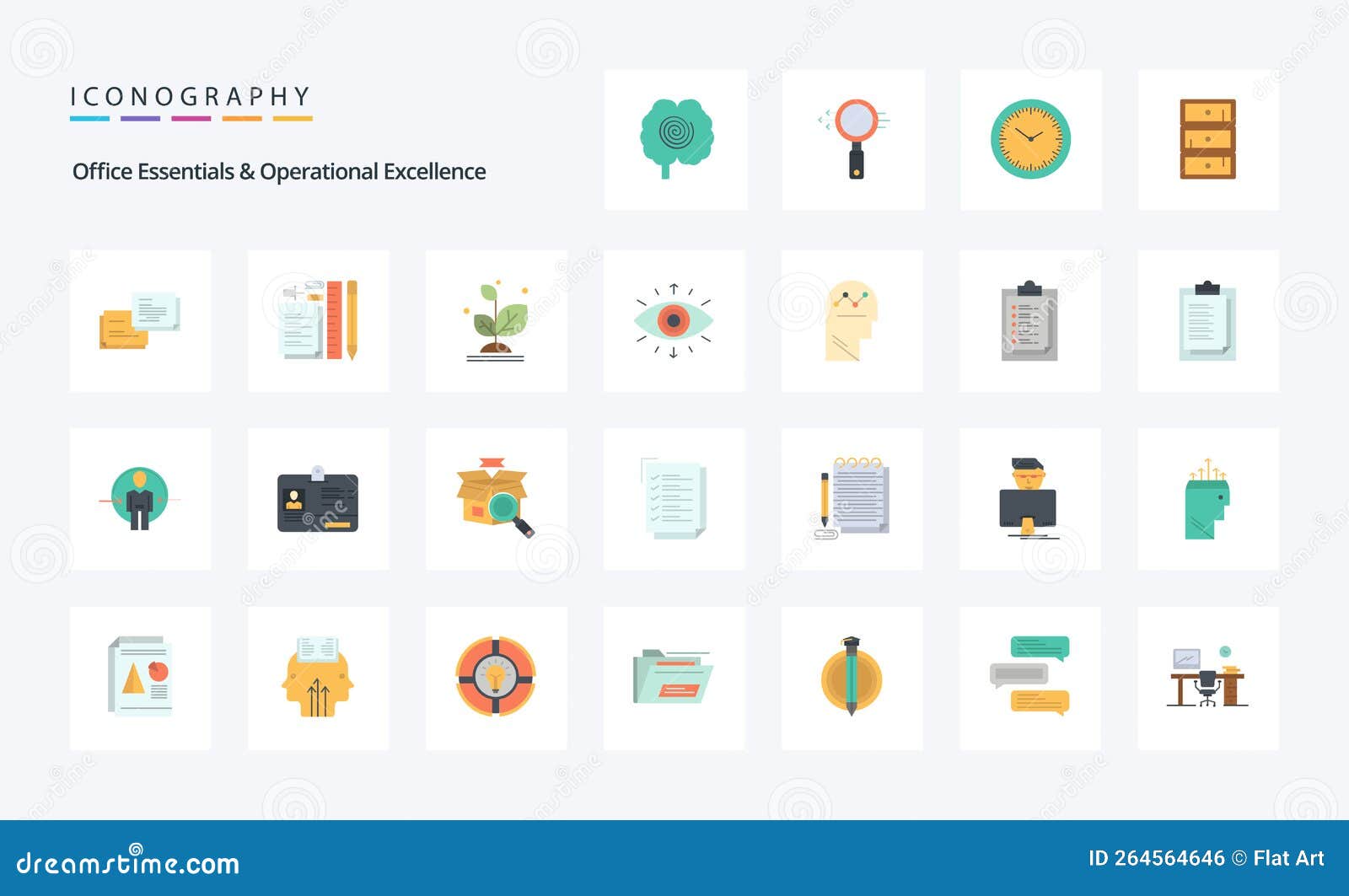 25 Office Essentials and Operational Exellence Flat Color Icon Pack ...