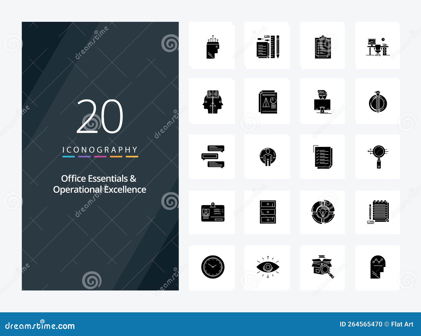 20 Office Essentials and Operational Exellence Solid Glyph Icon for ...