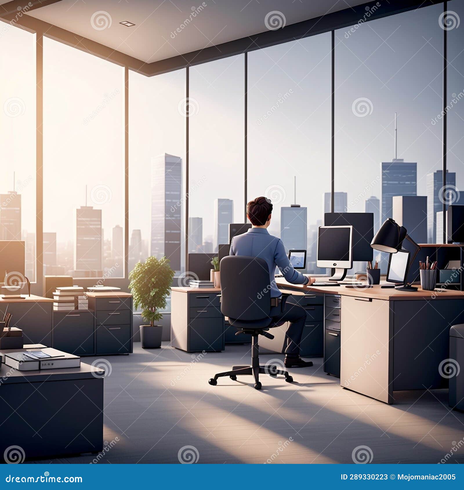 Office Excellence: Modern Workspace Stock Illustration - Illustration ...