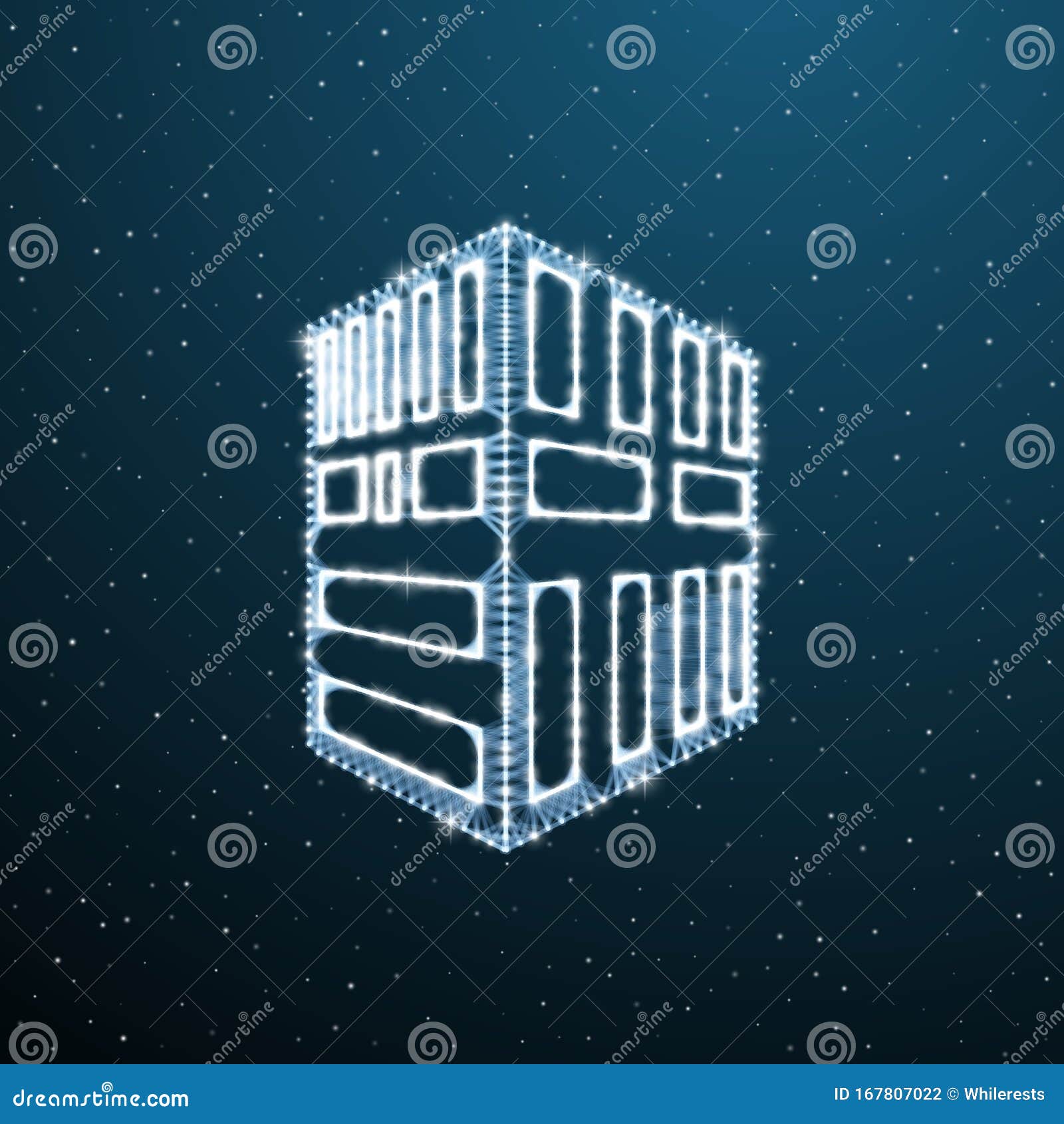 Office Exterior Polygonal Concept. Wireframe 3d Building Logo. Vector ...