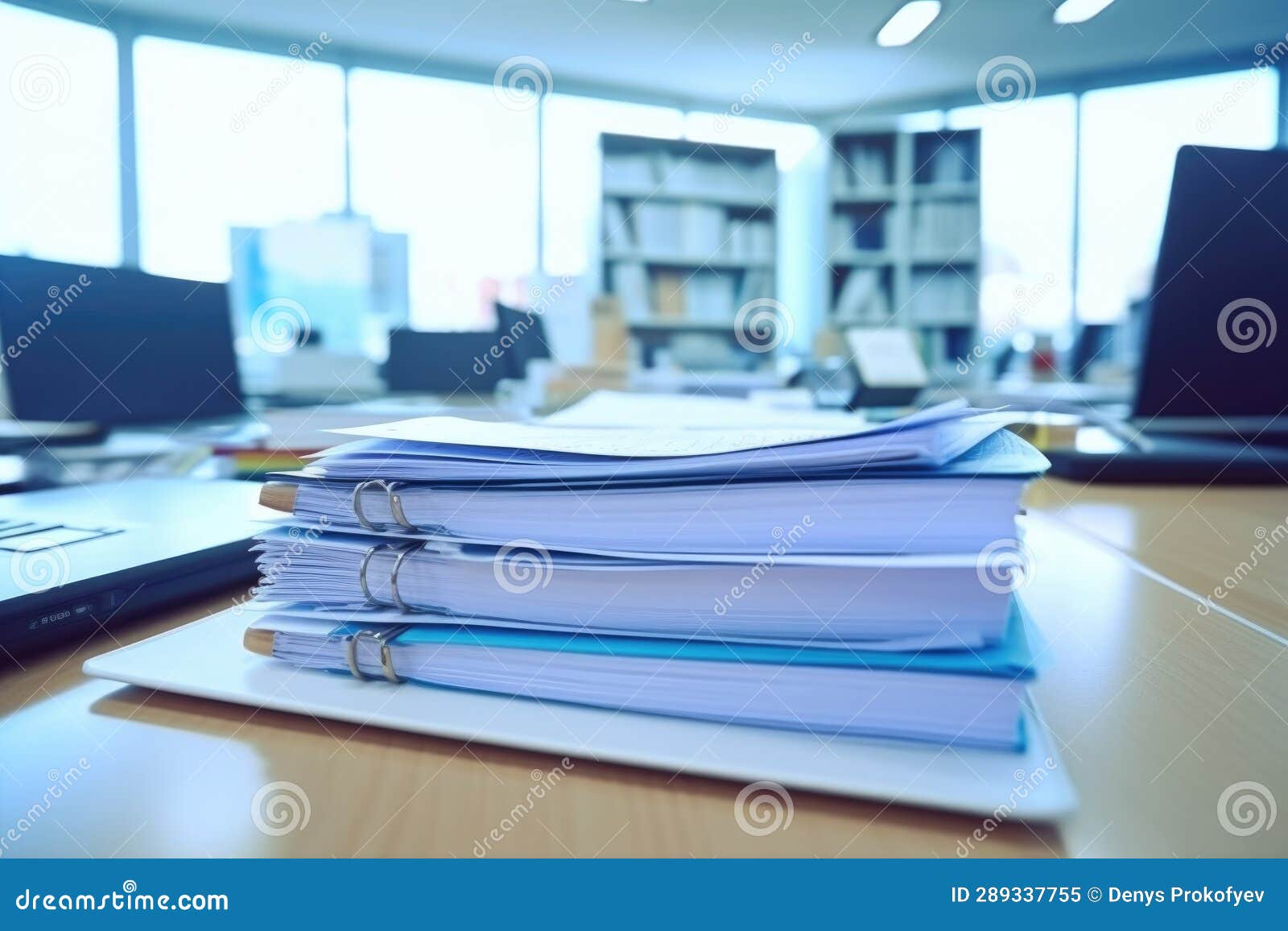 Office and files on desk stock illustration. Illustration of order ...