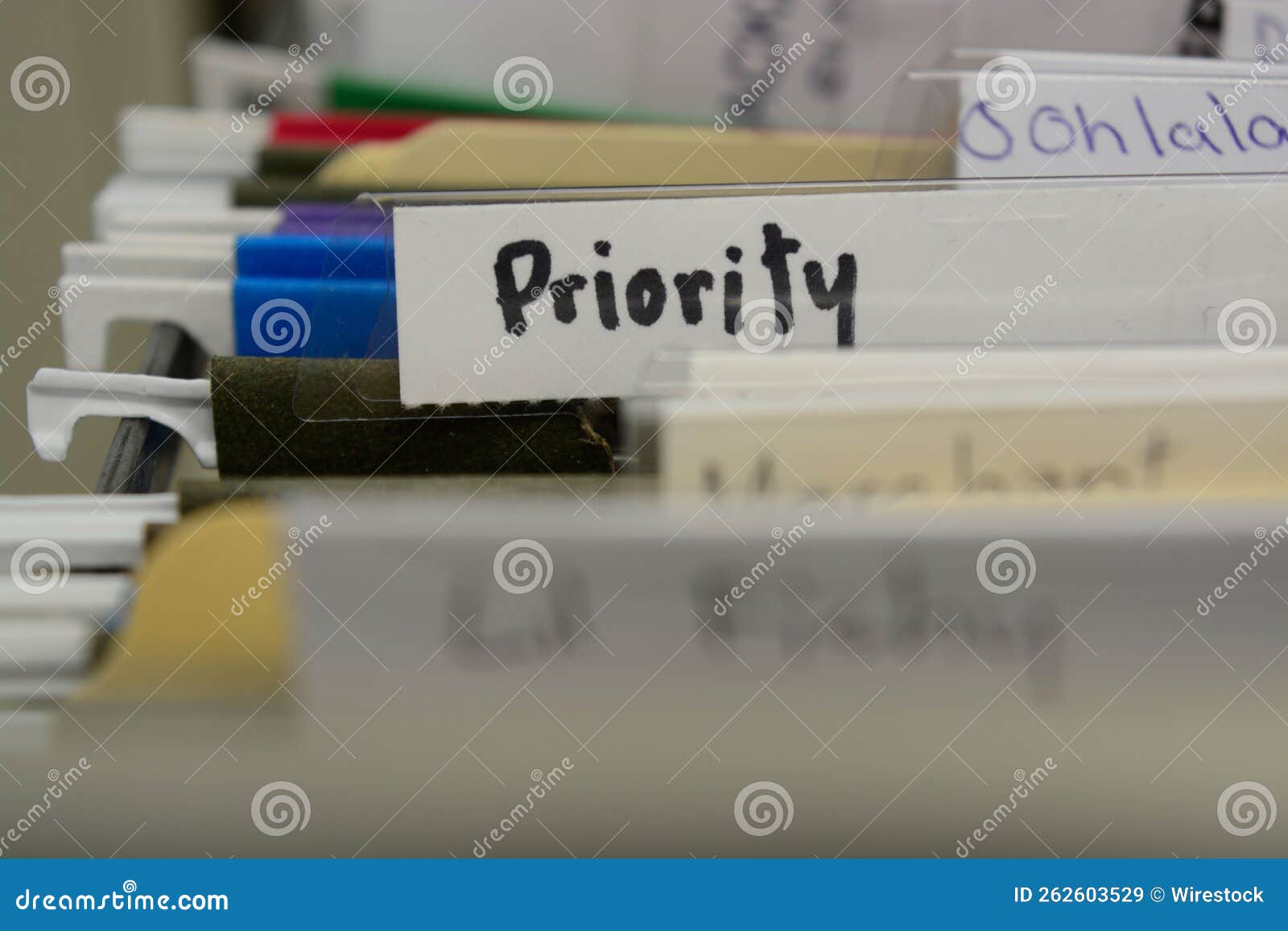 Office Files and Documents in the Cabinet Labeled As "priority" Stock ...