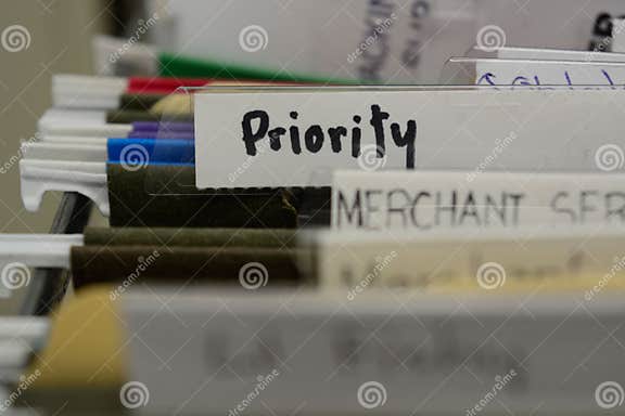 Office Files and Documents Labeled As "priority" Stock Image - Image of ...