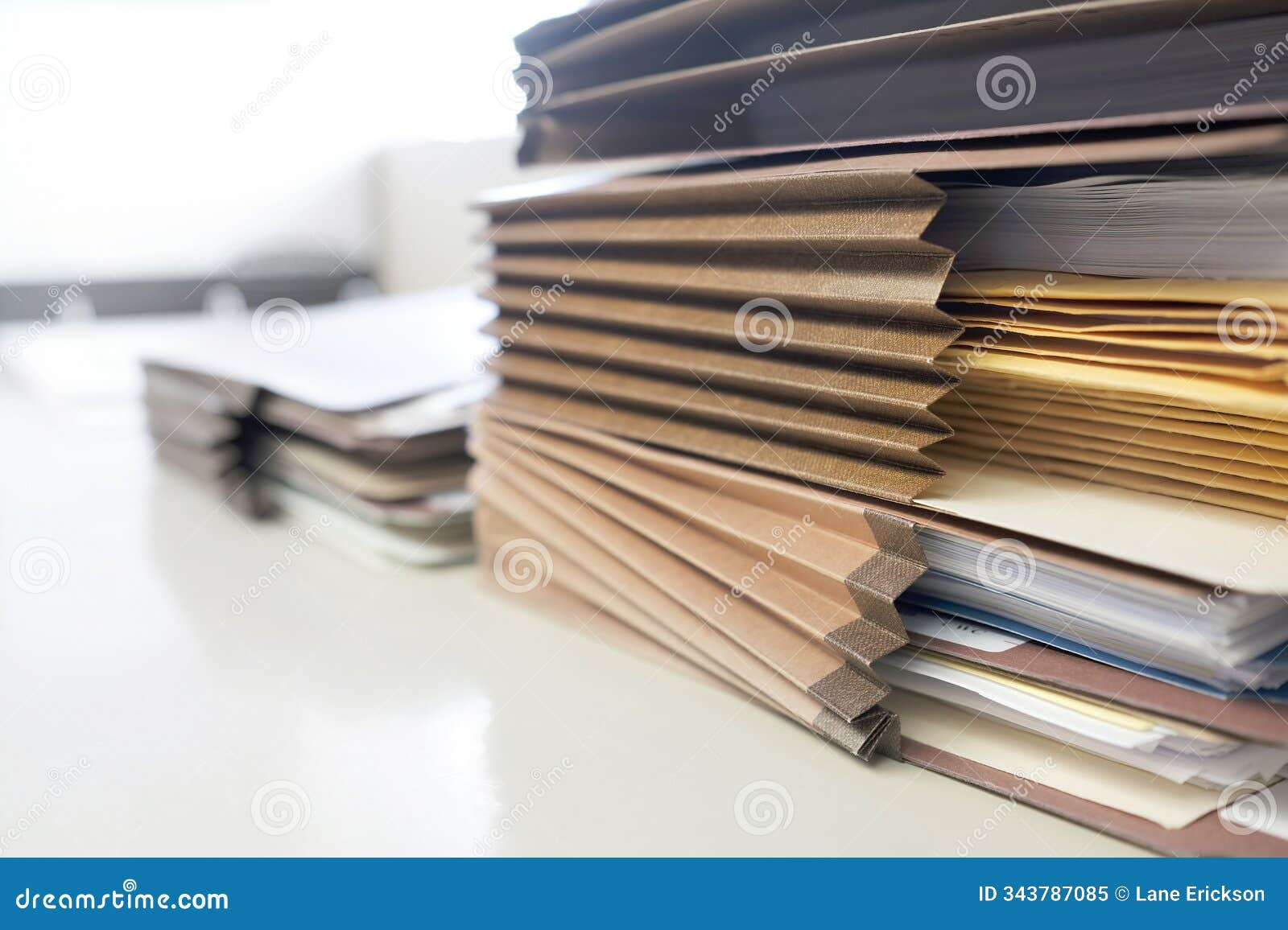 Office Files Stacked Desk Wood Paneling Stock Photography ...