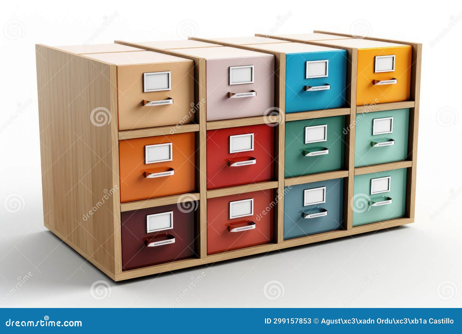 Office Filing Drawers, on a White Background. Stock Image - Image of ...