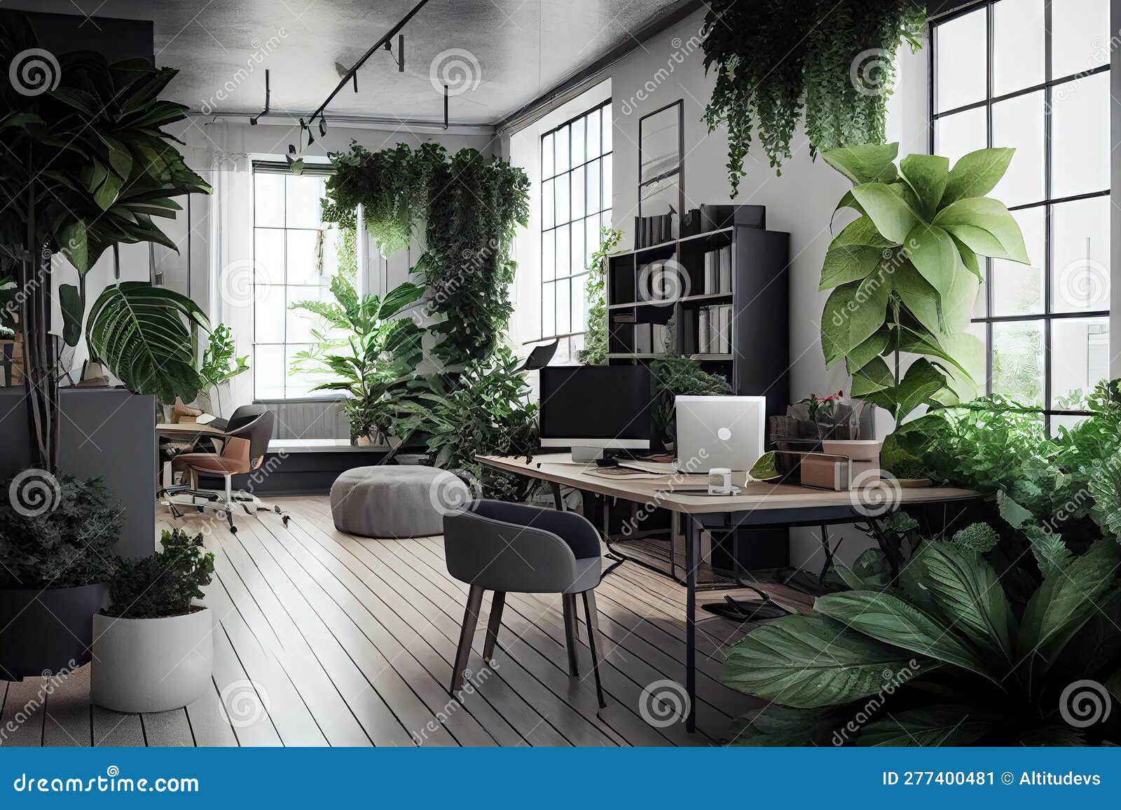 Office Filled with Greenery and Natural Light, Perfect for a Peaceful ...