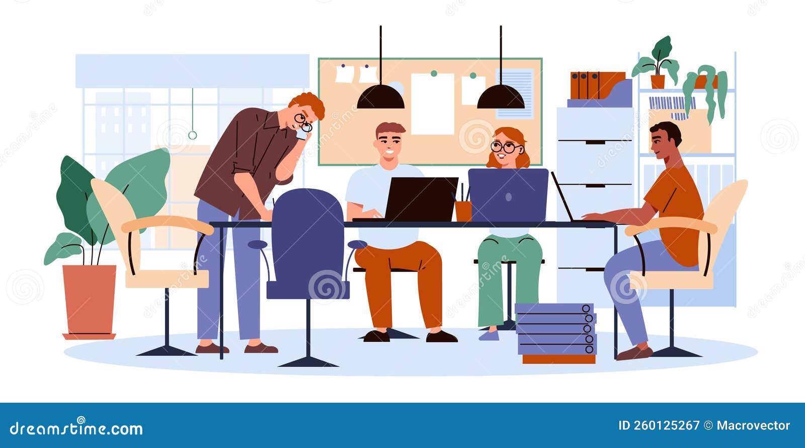 Office Flat Concept stock illustration. Illustration of management ...