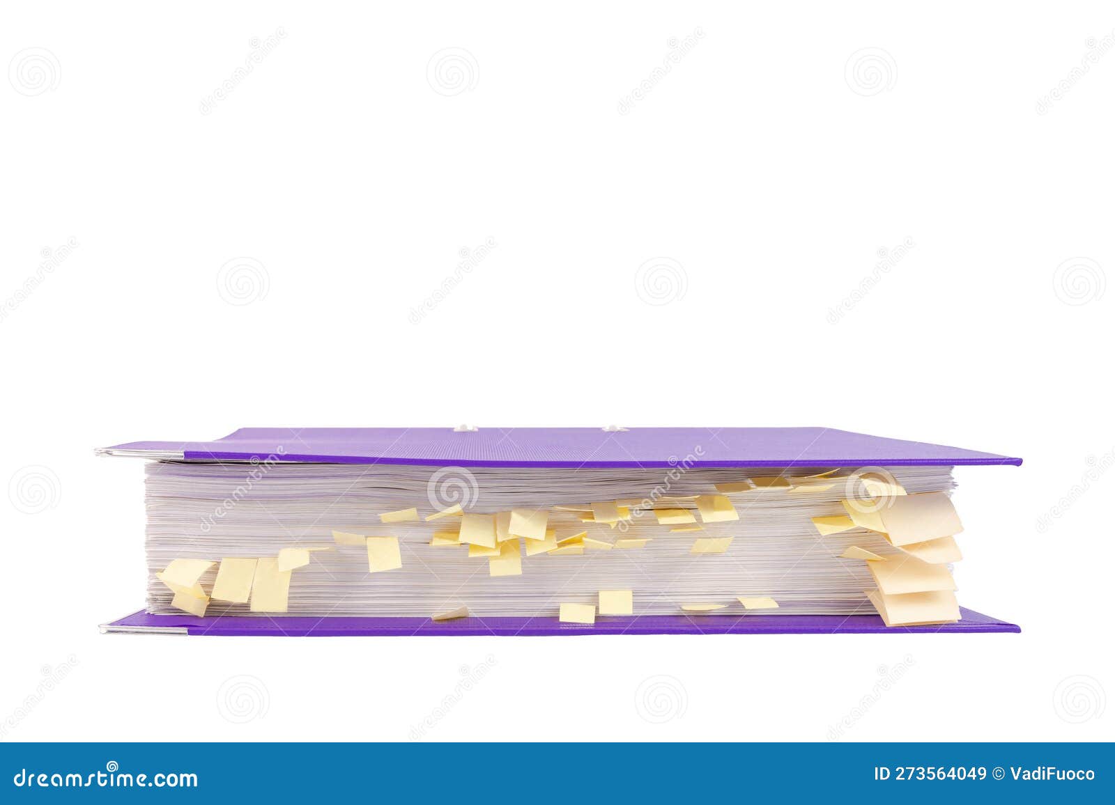 Office Folder with Documents and Yellow Bookmarks. White Isolated ...