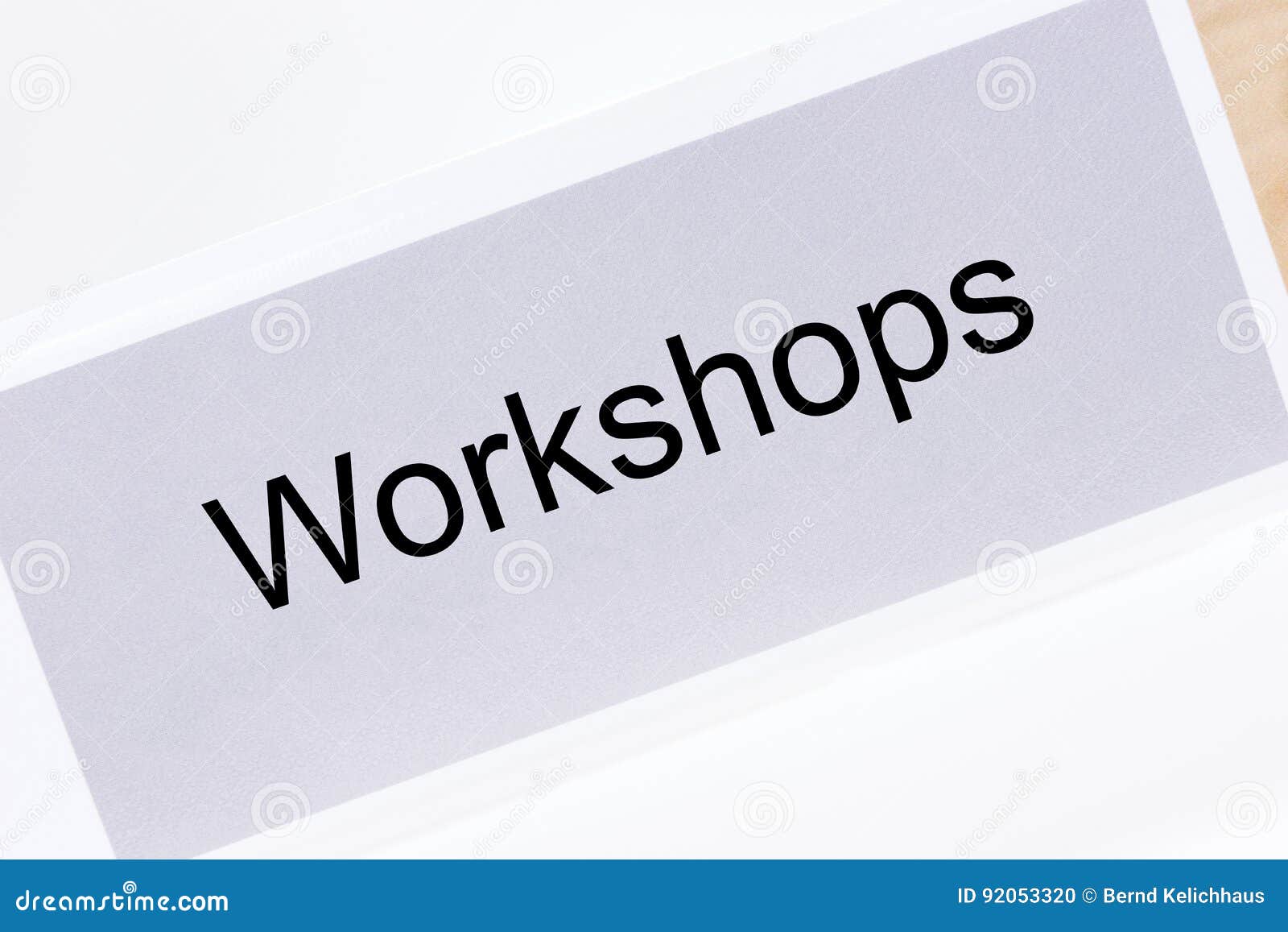 Office Folder with the Label Workshops Stock Photo - Image of label ...