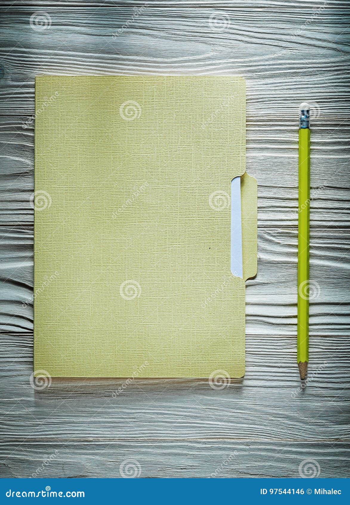 Office Folder Paper Sheets Pencil on Wooden Board Stock Photo - Image ...