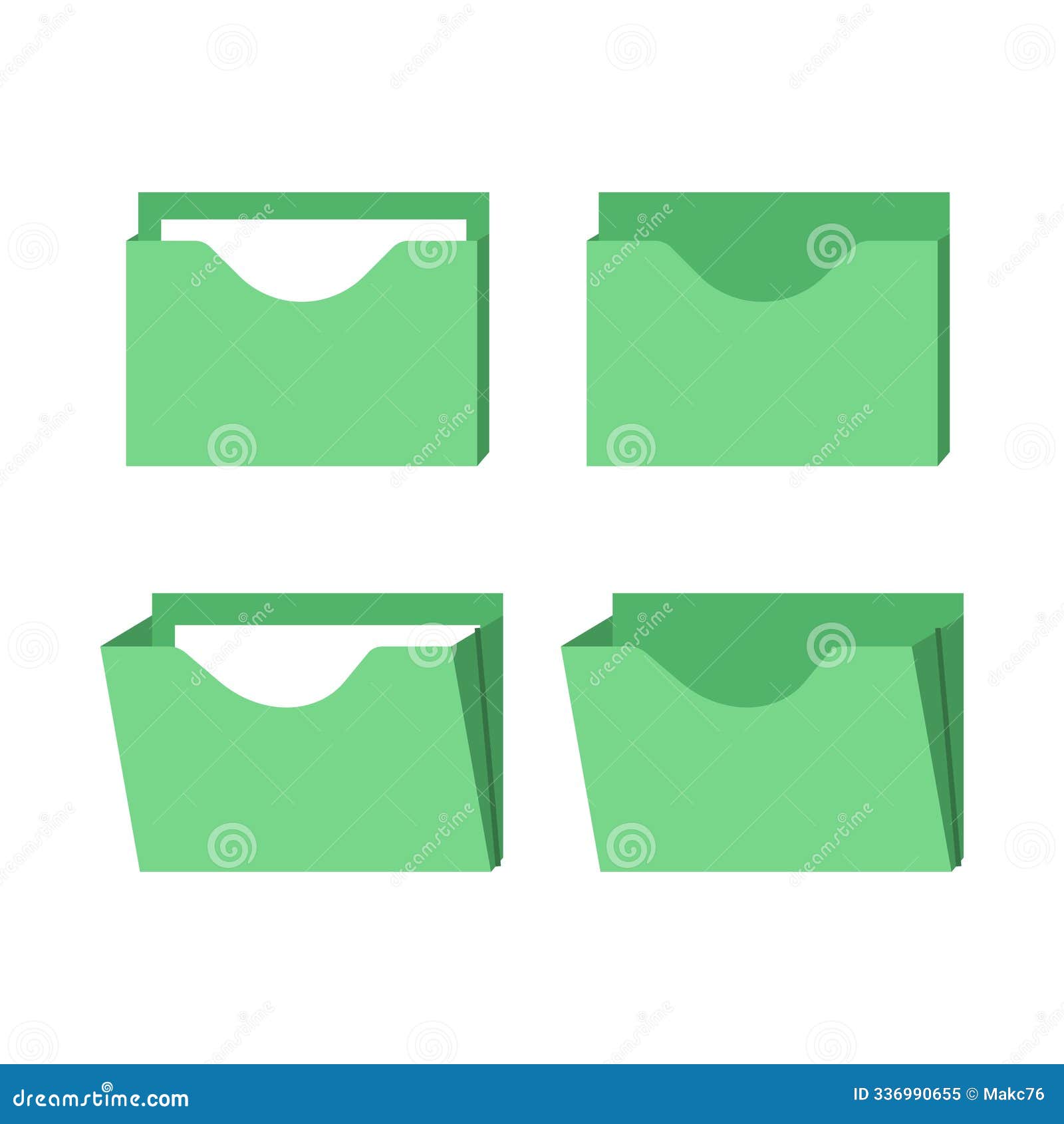 Office Folder Set. Folder with Documents, Opened and Closed Folders ...