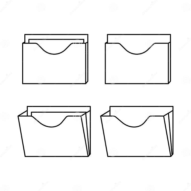 Office Folder Set. Folder with Documents, Opened and Closed Folders ...