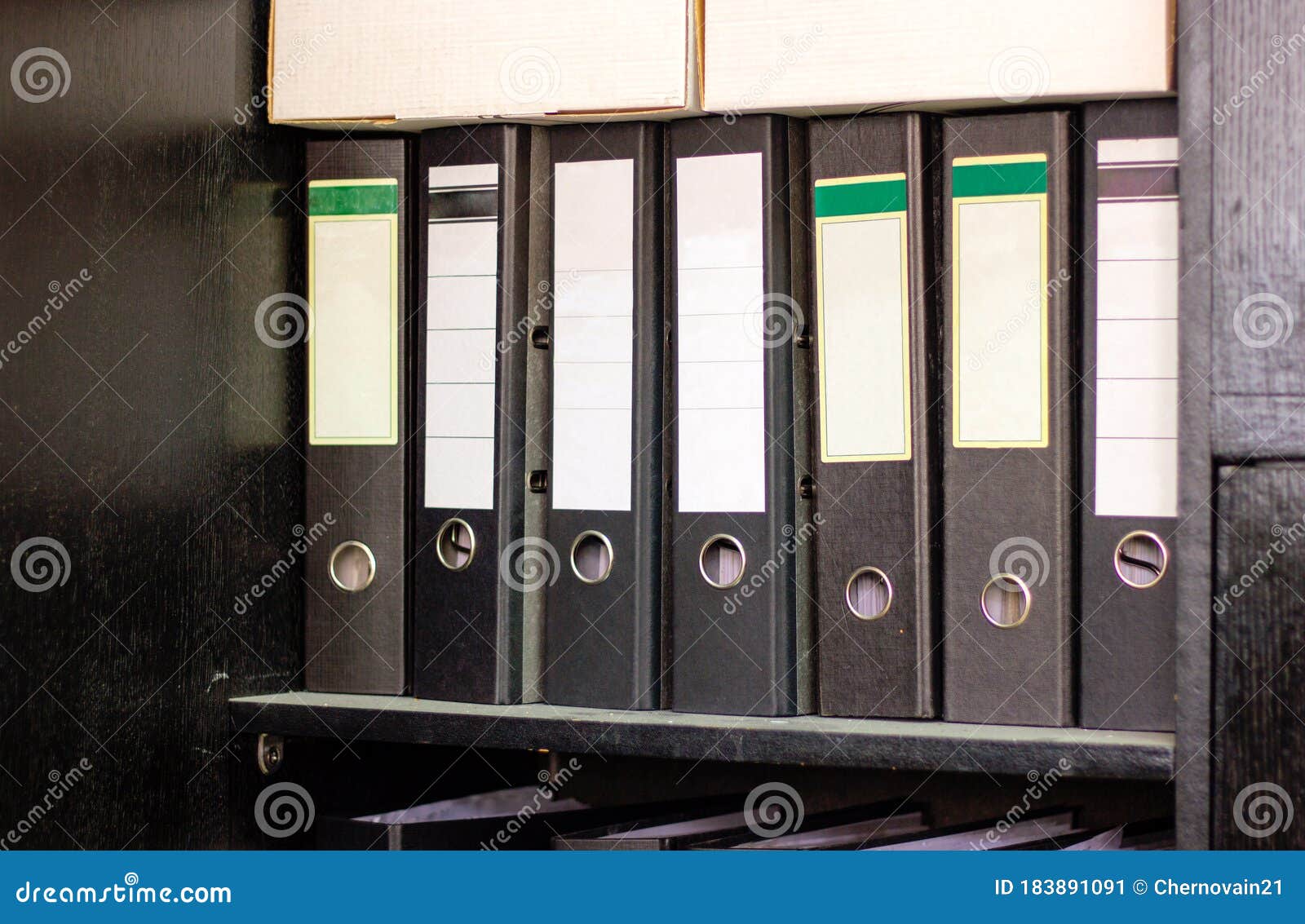 Office Folders Stand on the Shelf Stock Image - Image of document ...