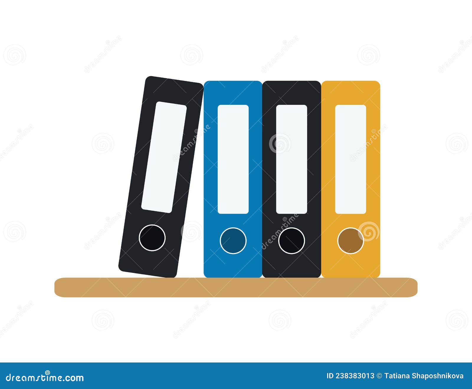 Office Folders Isolated on White Background. Cartoon Flat Style Stock ...