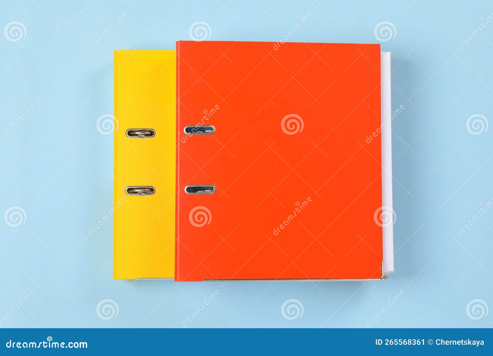 Office Folders on Light Blue Background, Flat Lay Stock Image - Image ...