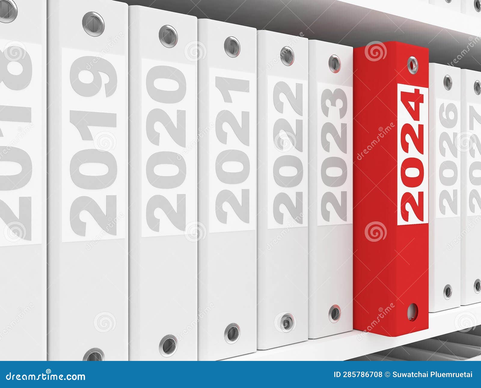 Office Folders on the Shelves. New Year 2024 Concept Stock Illustration ...