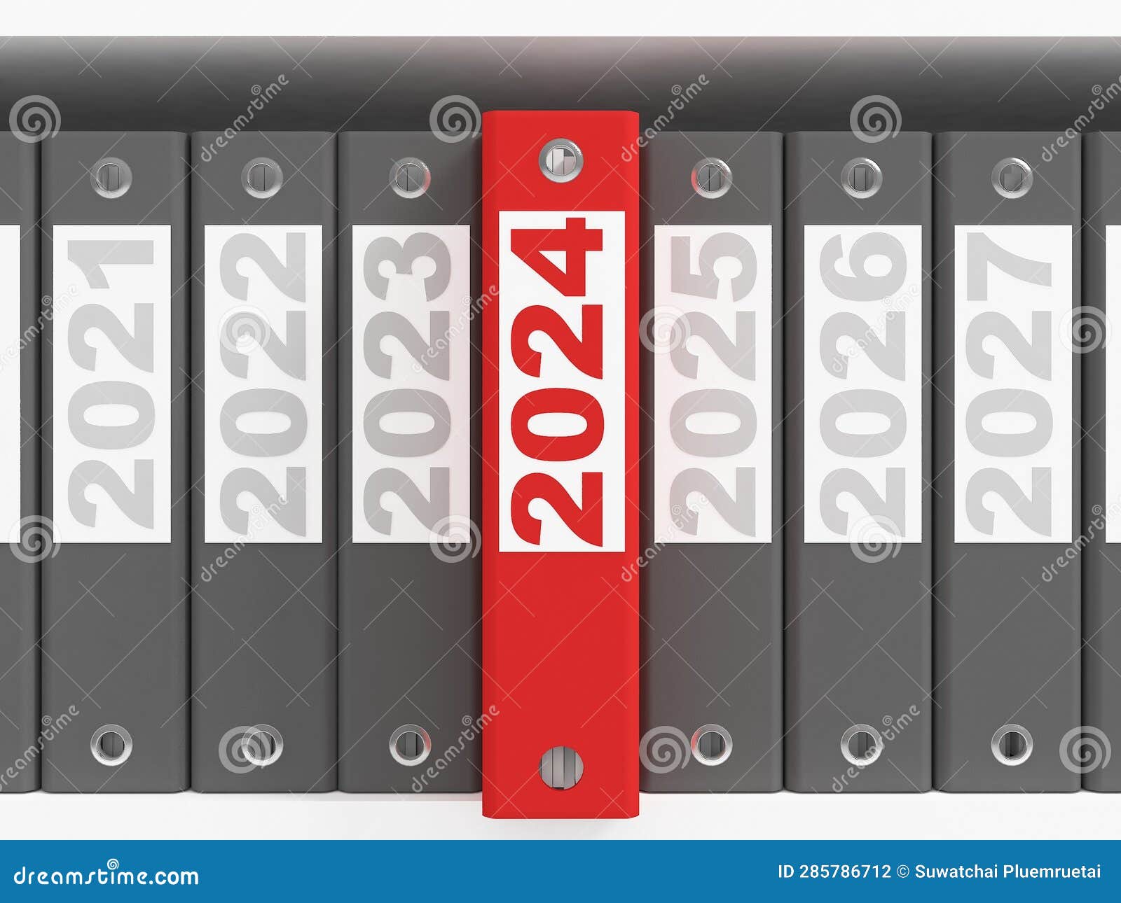 Office Folders on the Shelves. New Year 2024 Concept Stock Illustration ...