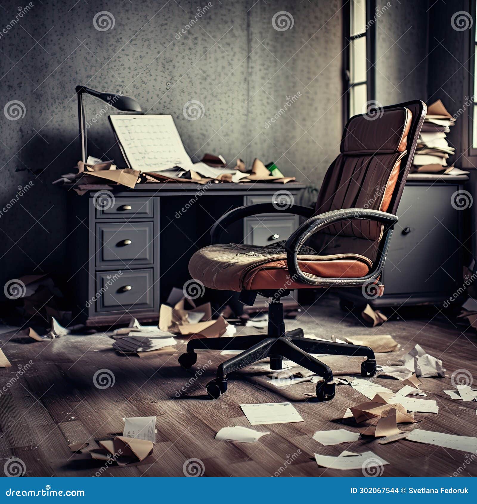An Office Full of Paperwork, a Computer Stock Illustration ...