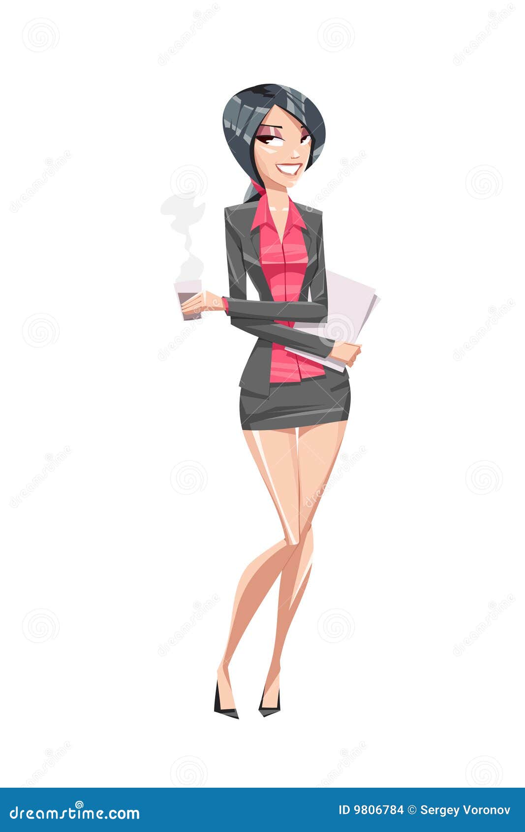 Office girl stock vector. Illustration of clerk, black - 9806784