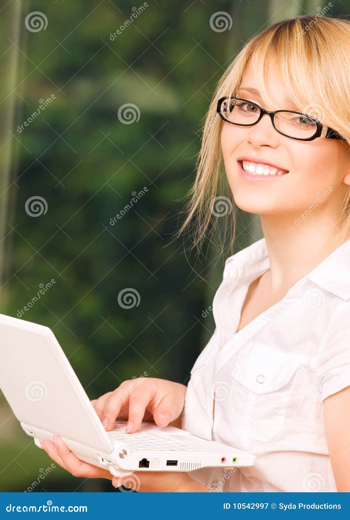 Office Girl with Laptop Computer Stock Image - Image of laptop ...