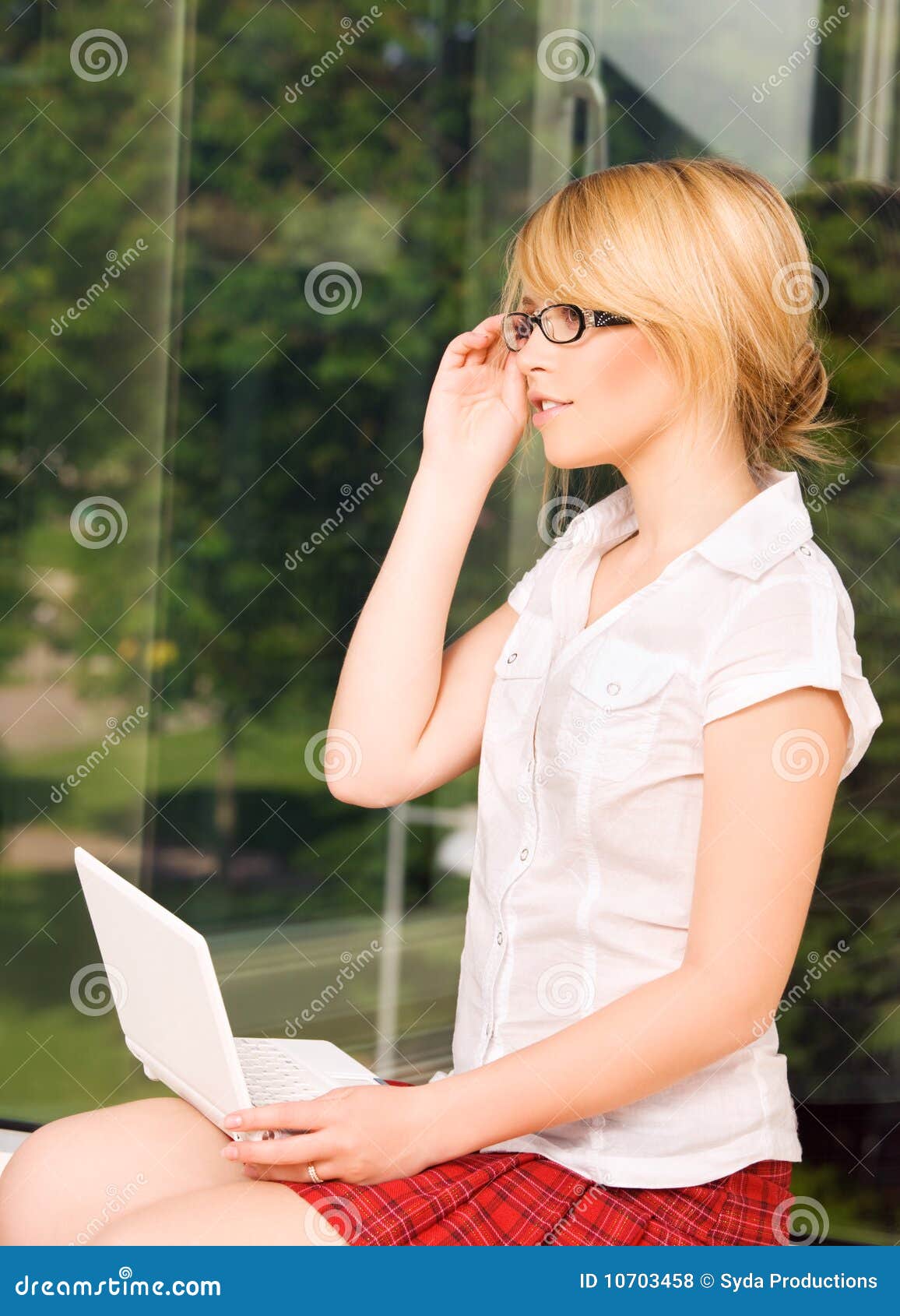 Office Girl with Laptop Computer Stock Photo - Image of lady, blonde ...