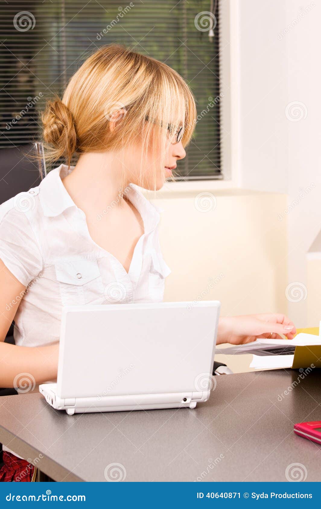 Office Girl with Laptop Computer Stock Image - Image of female ...
