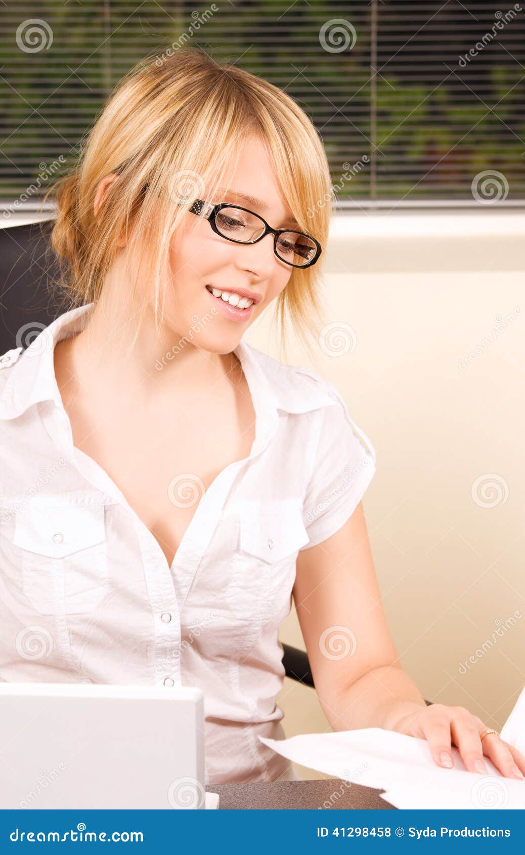 Office Girl with Laptop Computer Stock Photo - Image of human, lovely ...