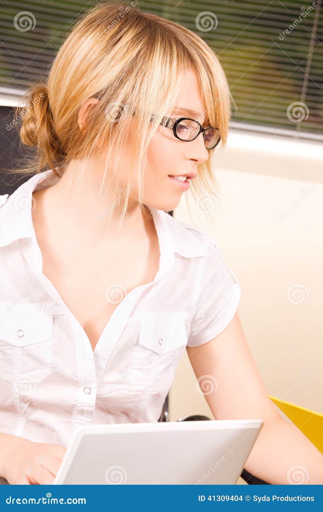 Office Girl with Laptop Computer Stock Photo - Image of pretty ...