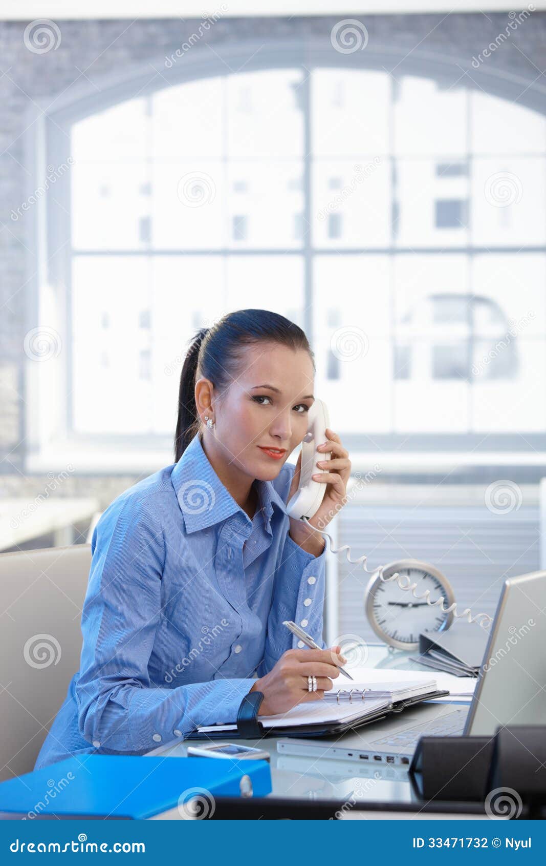 Office Girl Taking Landline Call Stock Photo - Image of adult, call ...