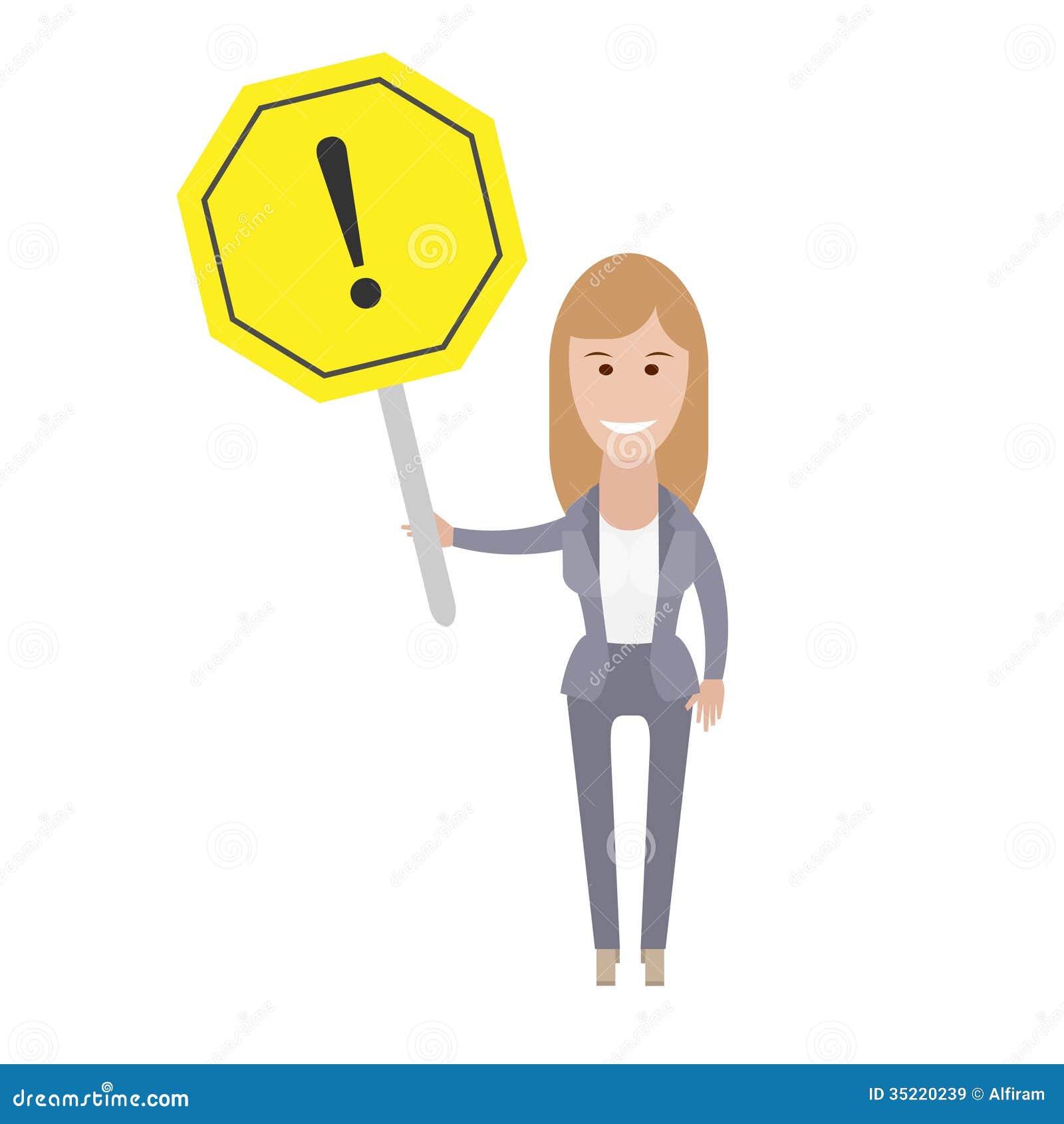 Office Girl with a Warning Sign Stock Vector - Illustration of woman ...