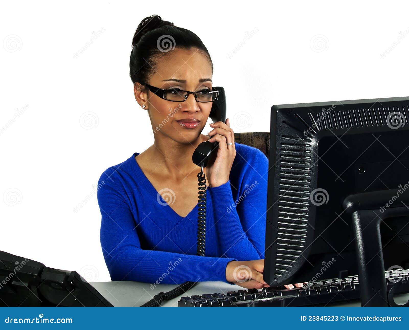 Office Girl Working on a Computer Stock Image - Image of computer ...