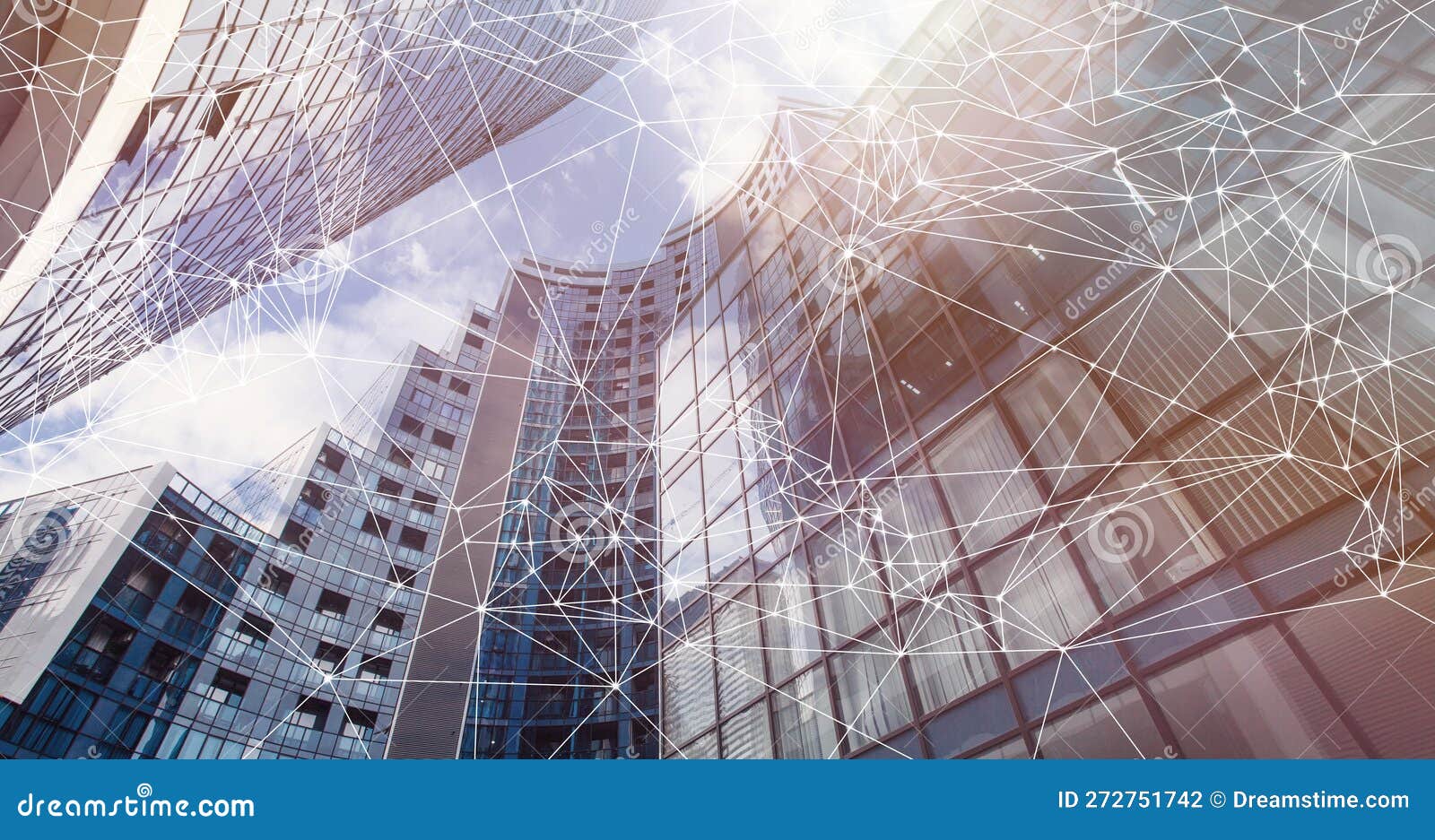 Office Glass Skyscarpers, IoT, Network, Data, Connection, Teamwork ...