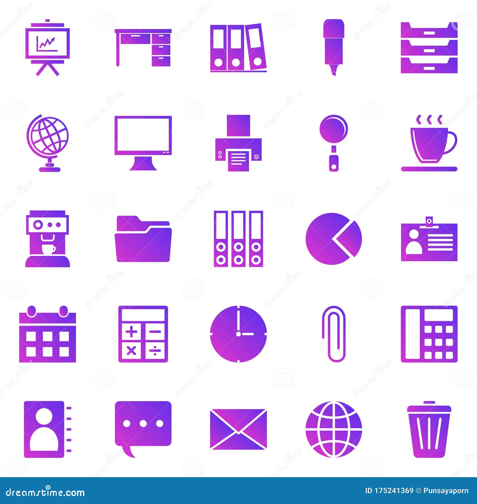 Office Gradient Icons on White Background [Converted Stock Vector ...