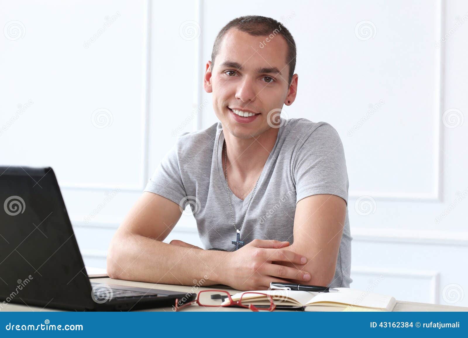 Office. Happy man at work stock photo. Image of adult - 43162384