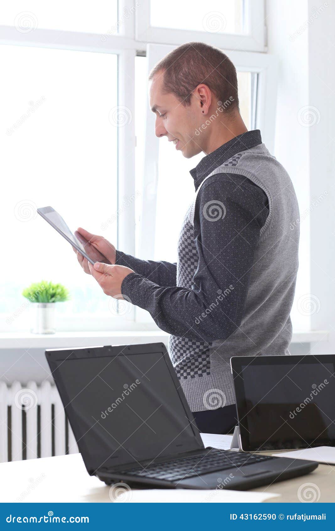 Office. Happy man at work stock photo. Image of look - 43162590